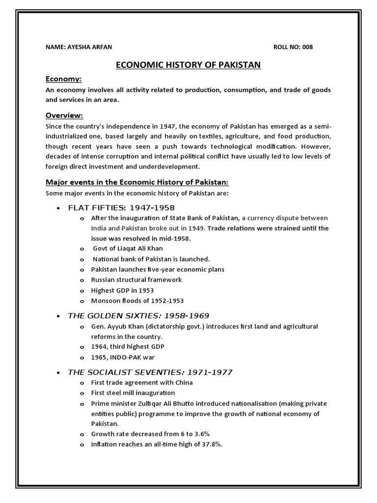 Economic History of Pakistan | PDF | Pakistan | Structural Adjustment