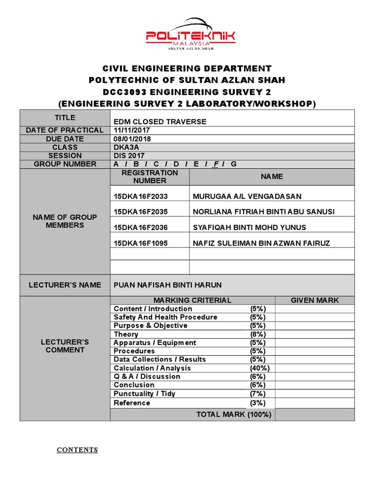 Edm Report | PDF | Surveying | Angle