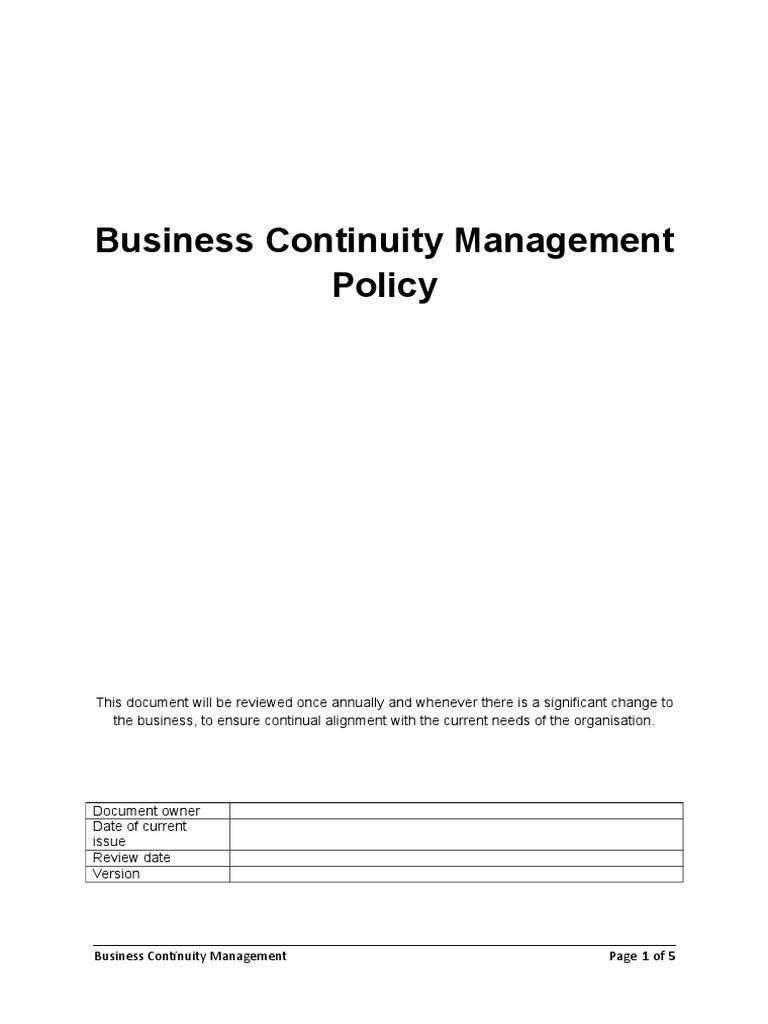 Business Continuity Policy | Download Free PDF | Incident Management ...