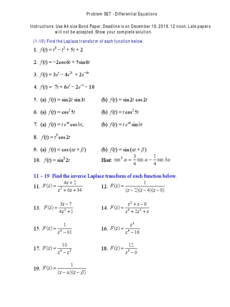 Problem Set DE PDF | Download Free PDF | Mathematical Relations ...