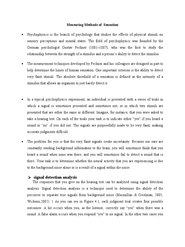Measuring Sensation | PDF | Psychophysics | Perception