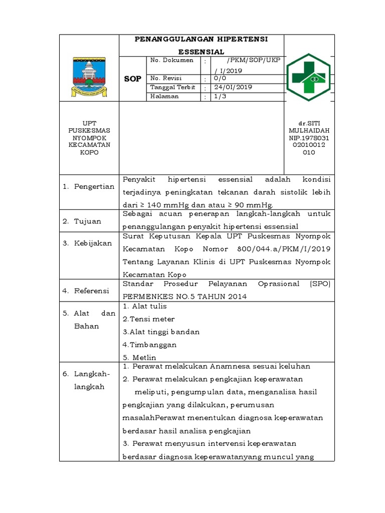 Sop Hipertensi Esensial | PDF | Pengembangan Diri | Kesehatan Holistik