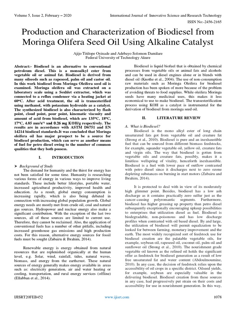 Production and Characterization of Biodiesel From | PDF | Biodiesel ...