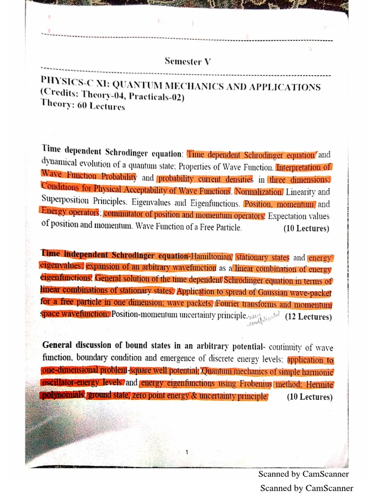 Quantum Mechanics SEM V PDF | PDF | Applied And Interdisciplinary Physics | Mechanics