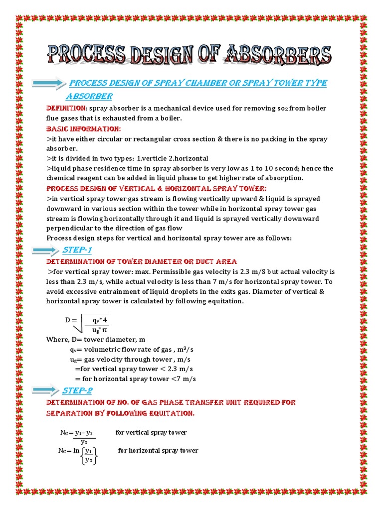 Process Design of Spray Chamber or Spray Tower Type Absorber PDF | PDF ...