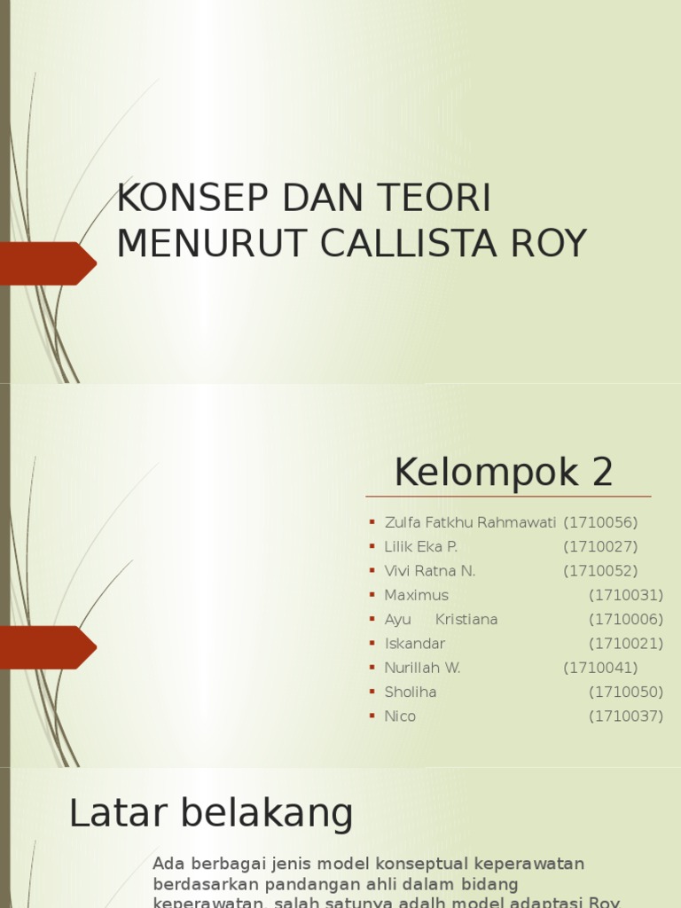 Konsep Dan Teori Menurut Callista Roy | PDF | Sains & Matematika