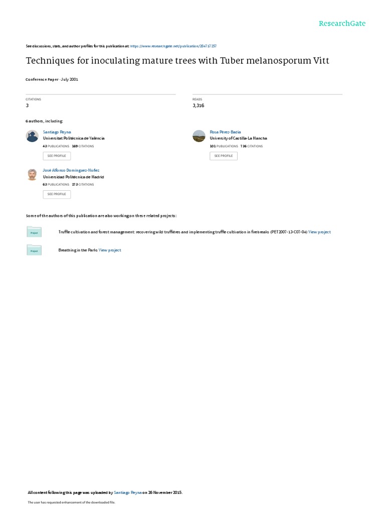 Truffle Tree Inoculation Techniques | PDF | Plants | Fungus