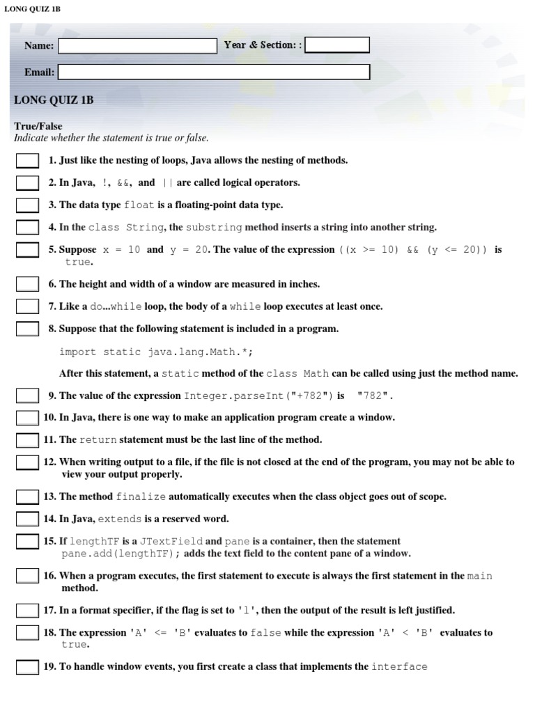 Long Quiz 1-B | PDF | Class (Computer Programming) | Array Data Structure