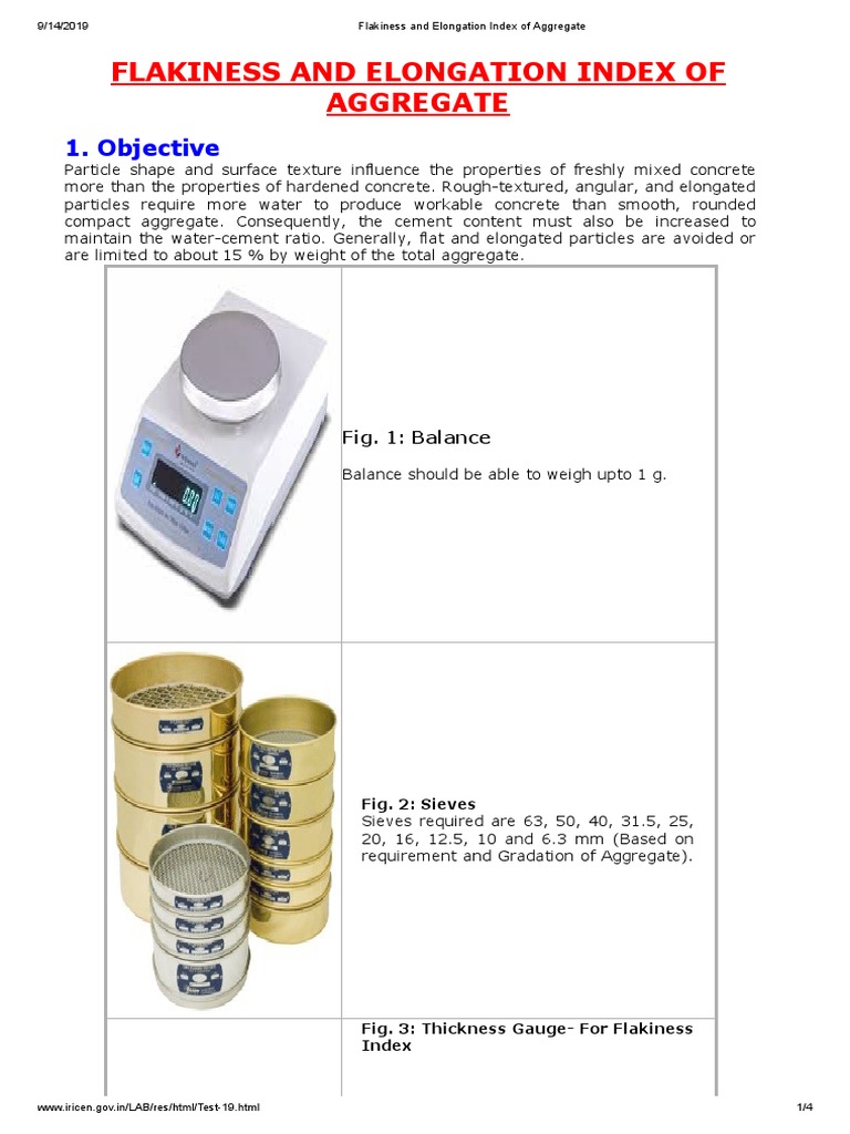 Flakiness and Elongation Index of Aggregate PDF | PDF | Concrete ...