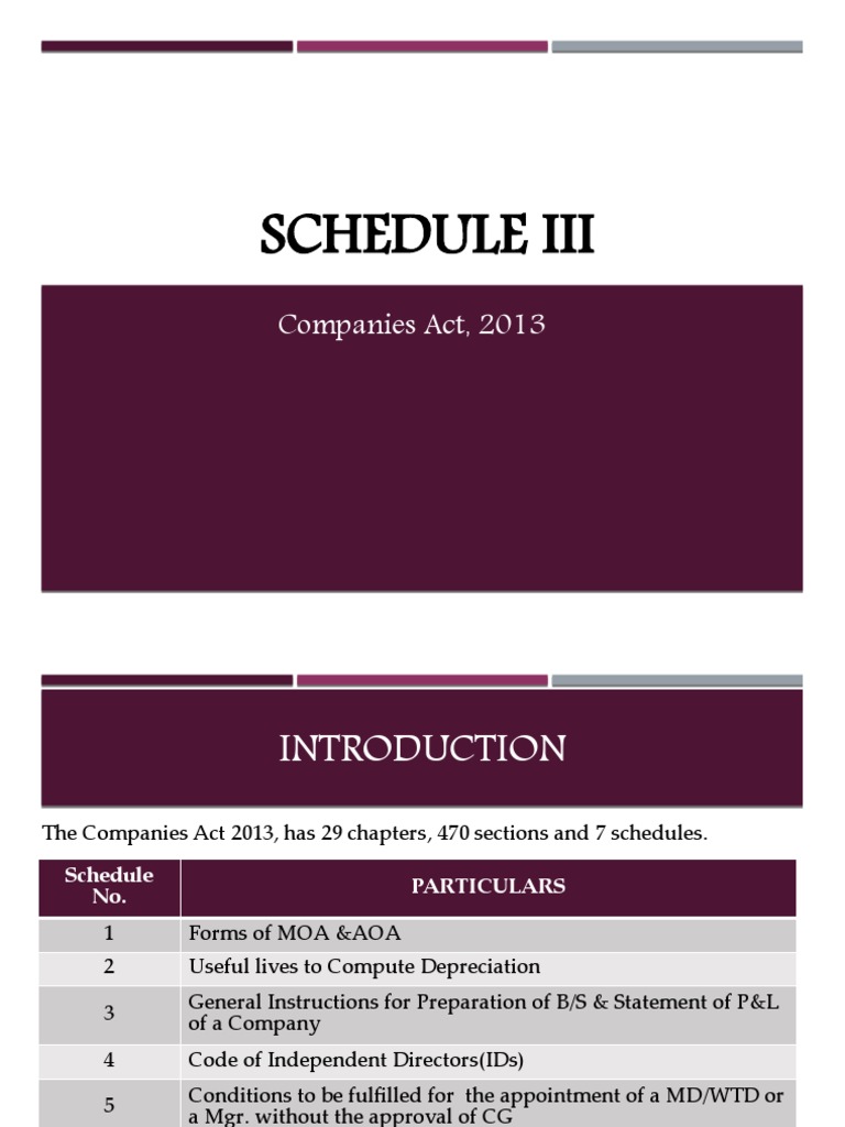 Schedule III Companies Act - PPT 06.09.2018 | PDF | Expense | Loans