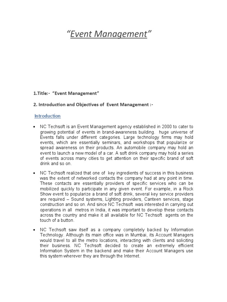 Event Management System Project Report | PDF | C Sharp (Programming ...