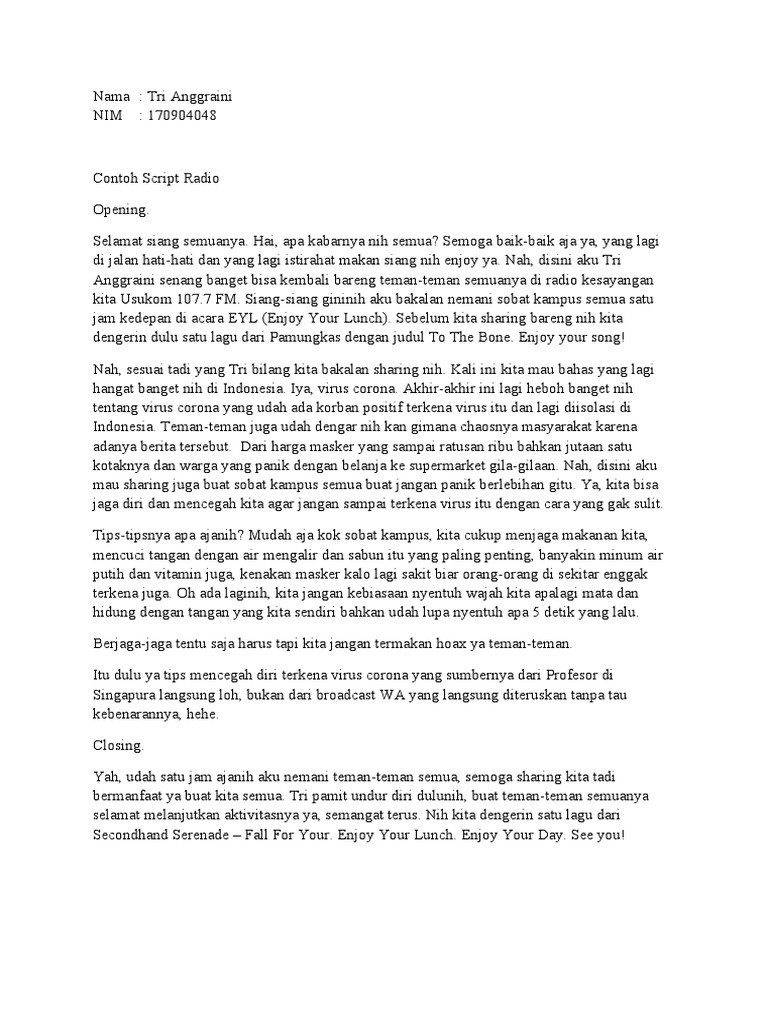 Contoh Script Radio | PDF