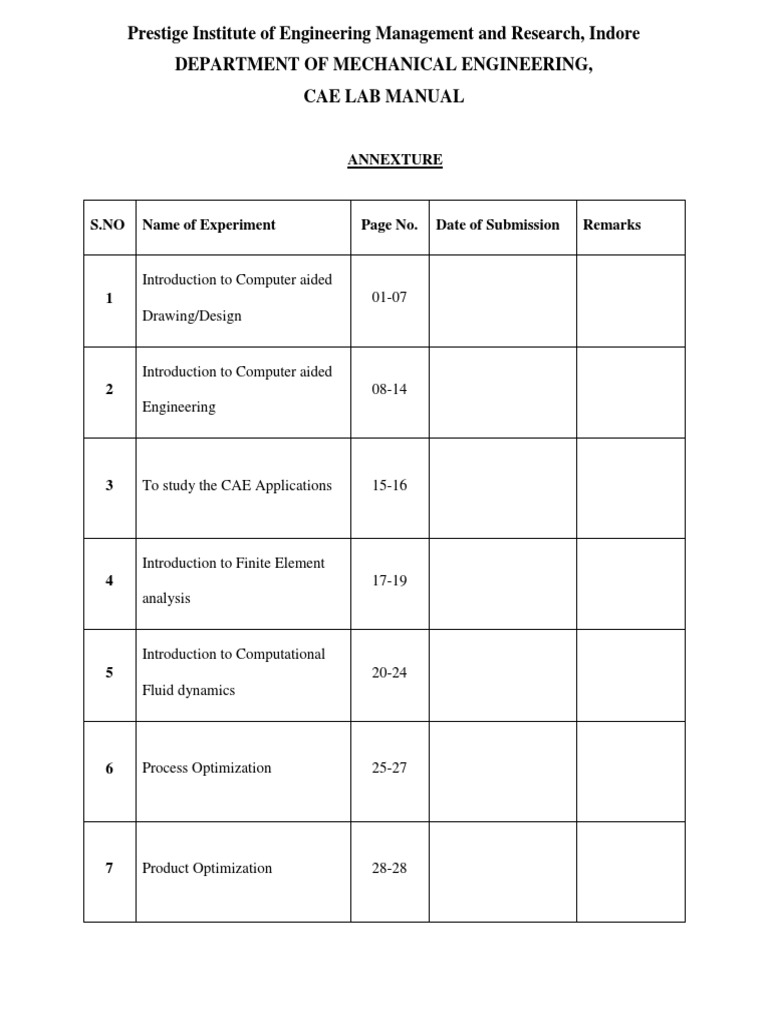 CAE Lab Manual | PDF | Computer Aided Design | Computing