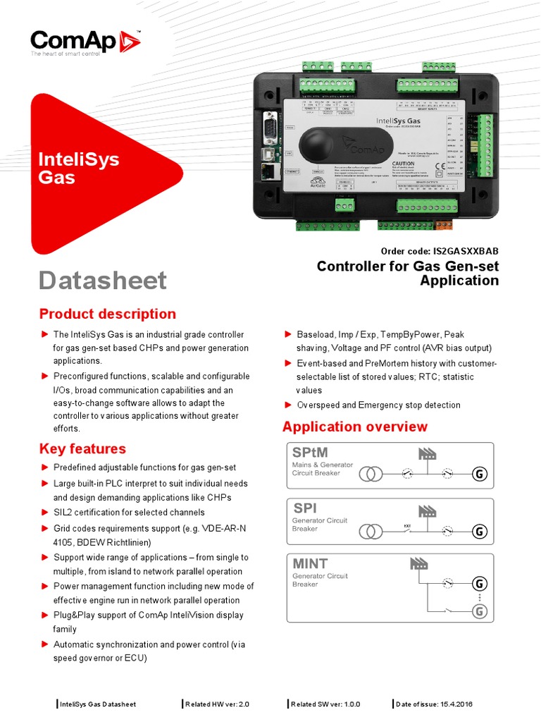 InteliSys Gas Datasheet | PDF | Power Supply | Mains Electricity