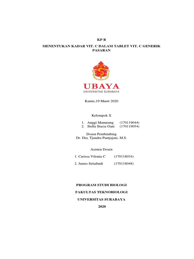 Jurnal - Menentukan Kadar Vit. C Dalam Tablet Vit. C Generik Pasaran ...