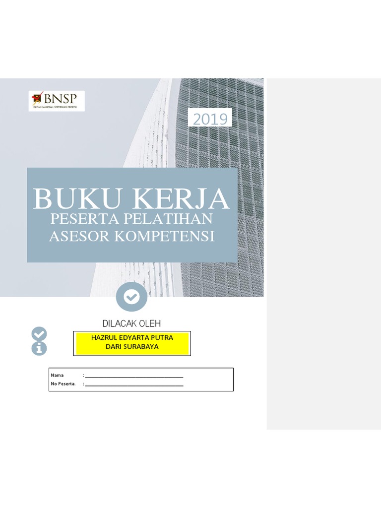 BUKU KERJA ASESOR KOMPETENSI REV 9 Sep 2019 - Rev TA PDF | PDF