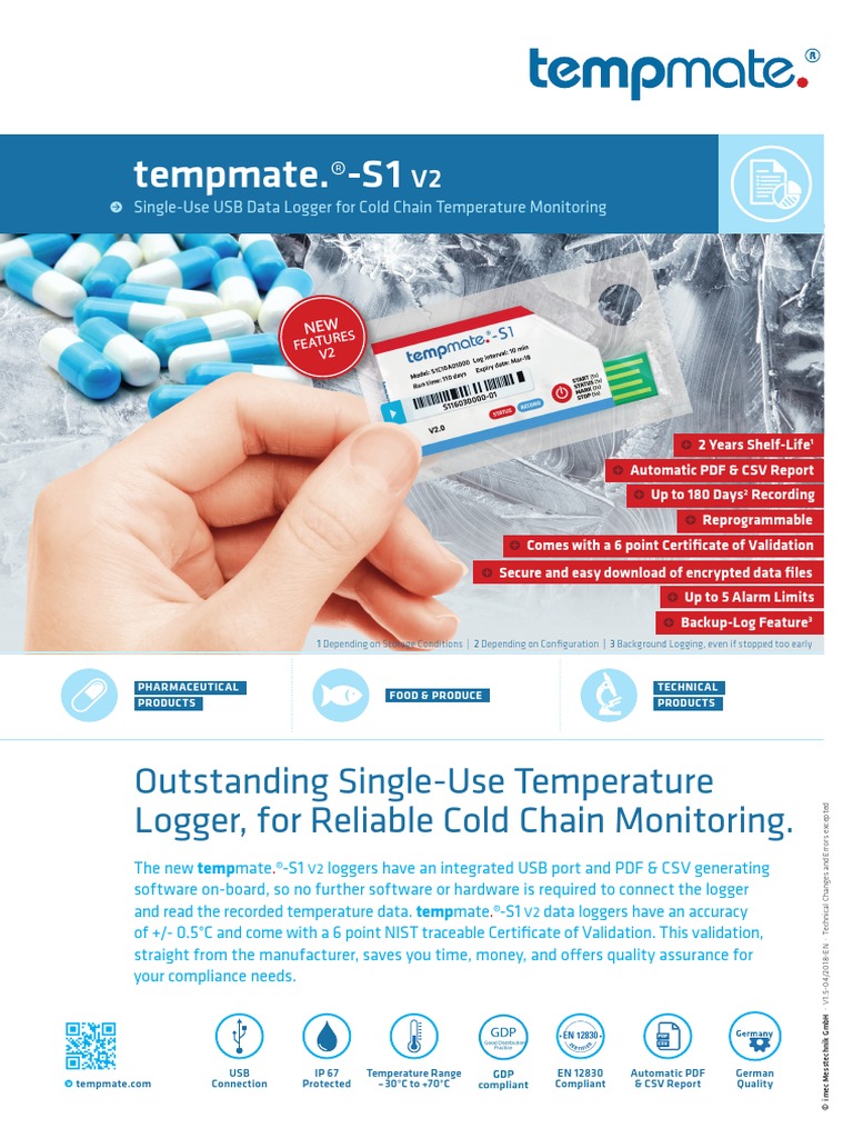 Data Logegr Sheet - Tempmate-S1-V2-Datasheet-V1.5-EN | PDF | Usb ...