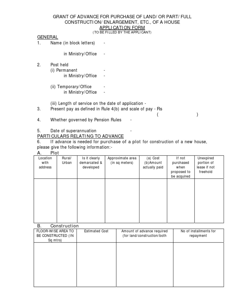 Admin Forms House Building Advance Application | PDF | Pension | Government