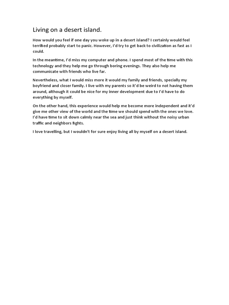 Writing 5 - Article (Living On A Desert Island) | PDF