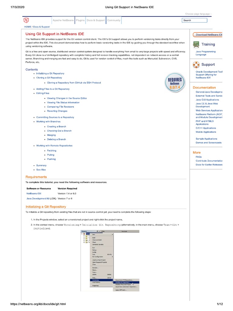 Using Git Support in NetBeans IDE PDF | PDF