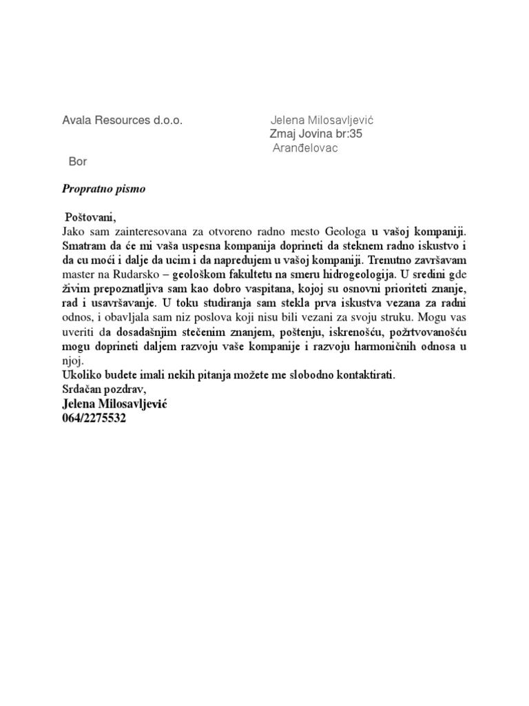 Propratno Pismo PDF | PDF