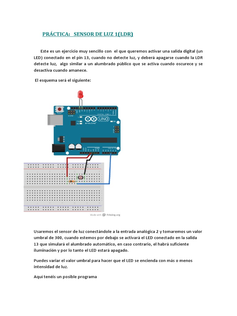 Práctica LDR Con Arduino | PDF