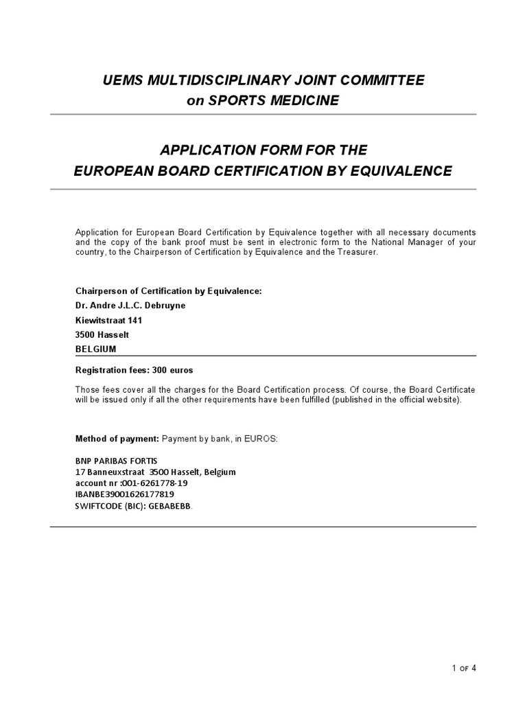 UEMS MJC SM Application For Certification by Equivalence | PDF | Business