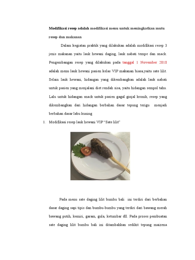 Modifikasi Resep Adalah Modifikasi Menu Untuk Meningkatkan Mutu Resep ...