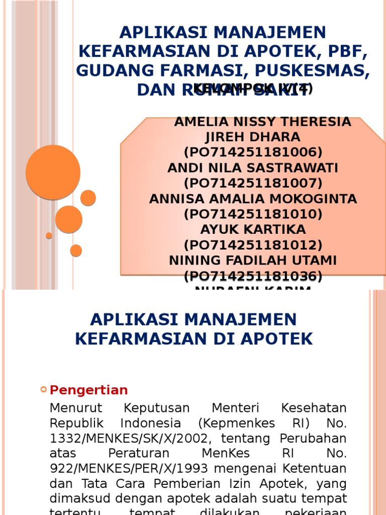 Aplikasi Manajemen Kefarmasian Di Apotek Pbf Gudang Farmasi R S Pdf