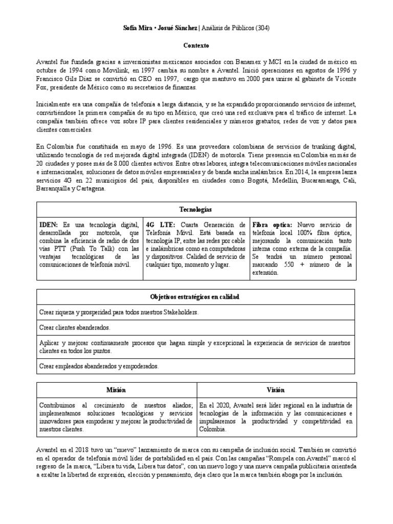 Historia y servicios de Avantel en Colombia | PDF | Lte ...