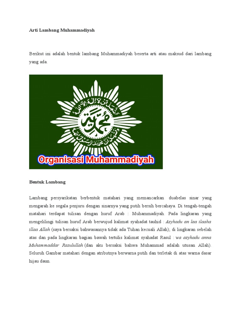 Arti Lambang Muhammadiyah | PDF