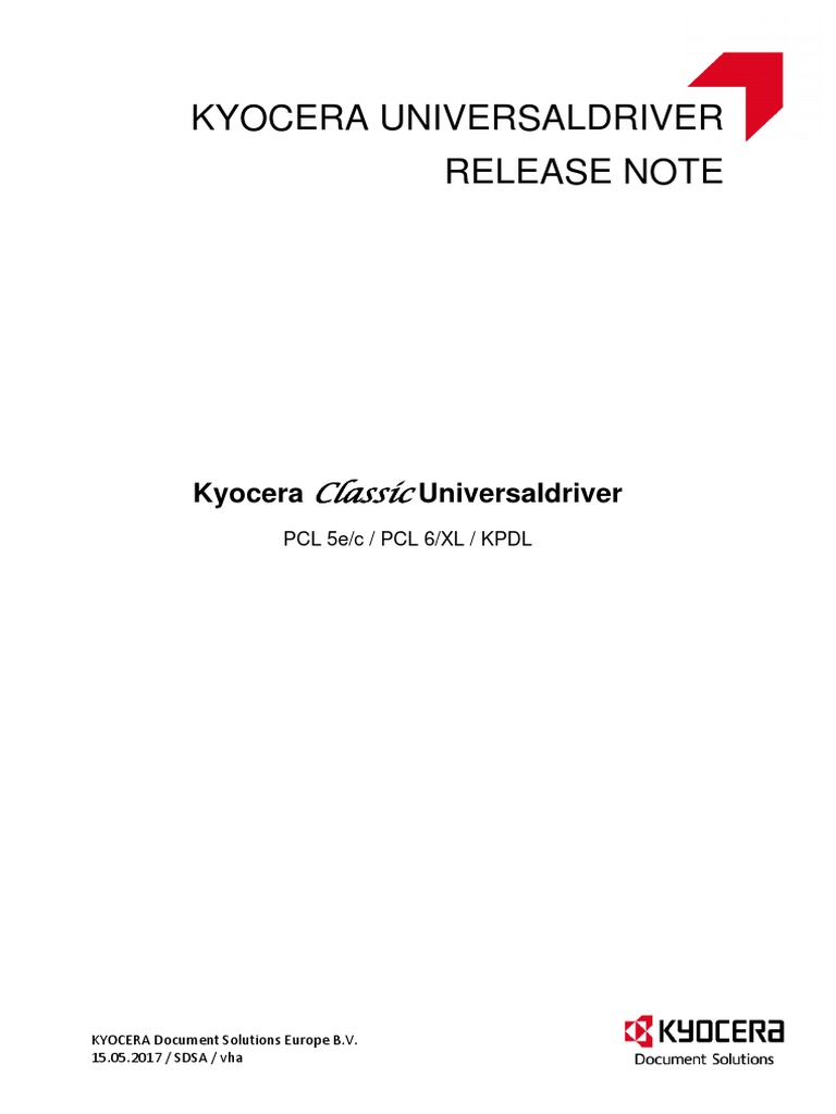 Kyocera Universal Driver Release Notes | PDF | Microsoft Windows ...