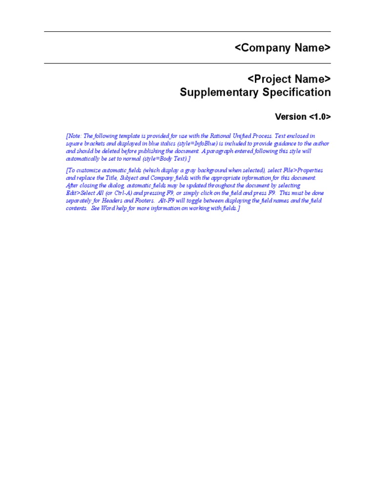 Supplementary Specification | PDF | Specification (Technical Standard ...