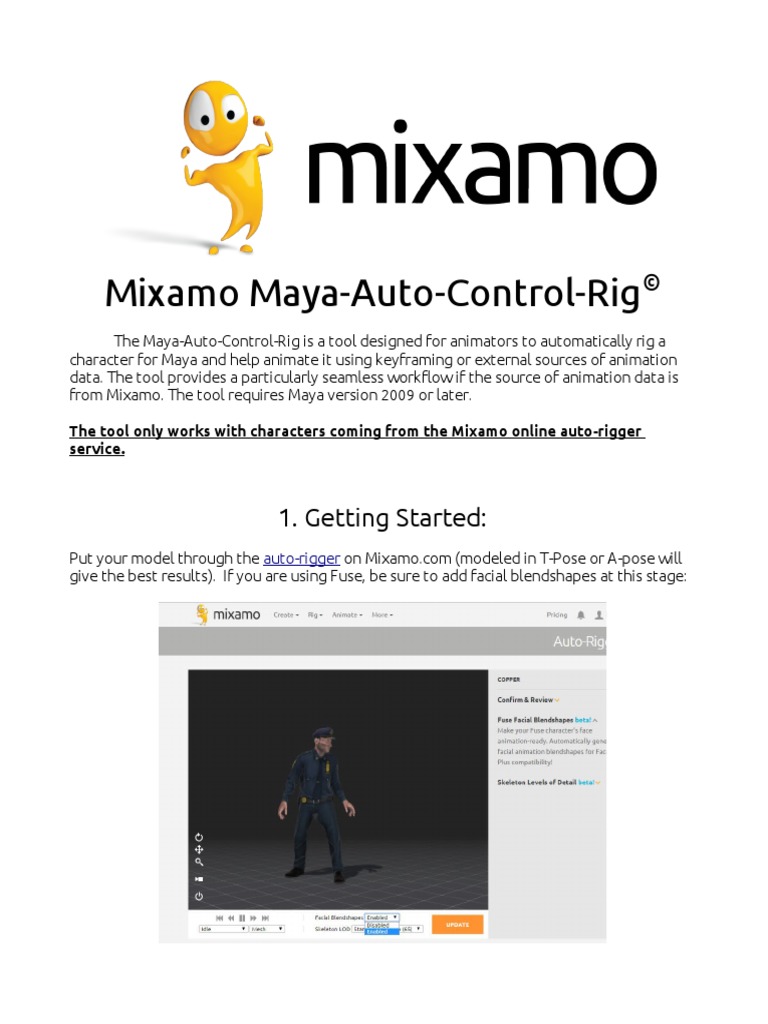 Mixamo Auto Control Rig V 1 6 0 DOCUMENTATION | PDF | Autodesk Maya ...