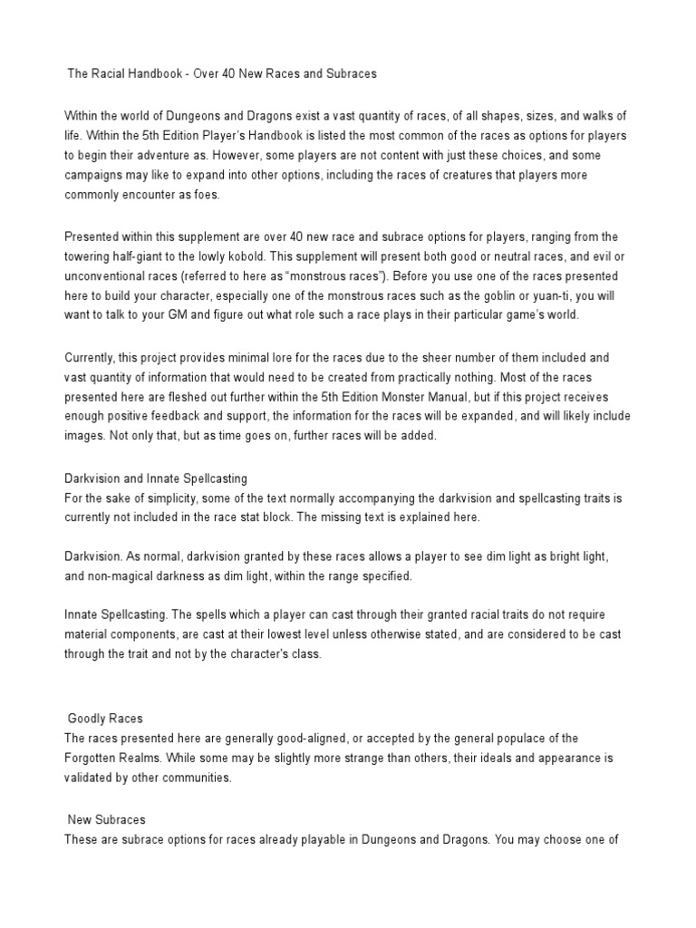 5e Racial Handbook (V1.1 Text) | PDF | Dwarf (Dungeons & Dragons ...