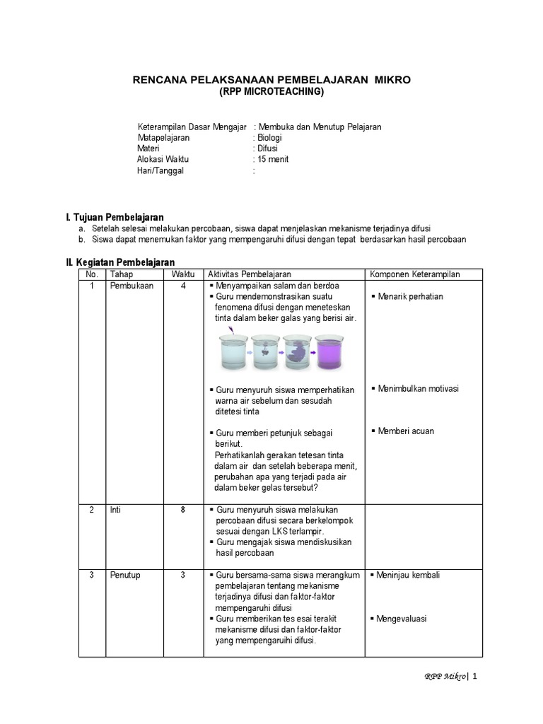 Contoh RPP Microteaching PDF | PDF