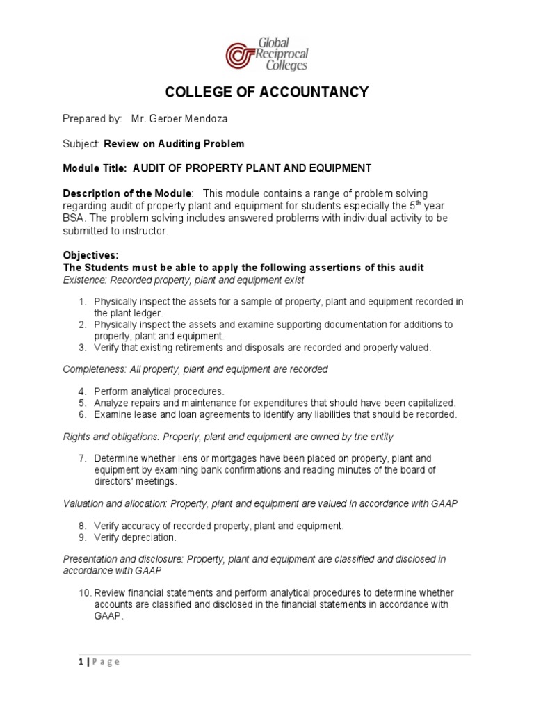 Audit of Ppe Module | PDF | Book Value | Depreciation
