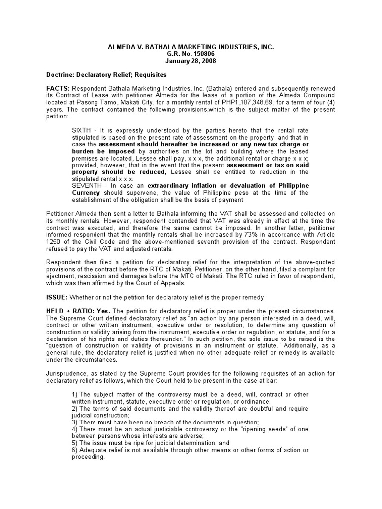 Declaratory Relief in Lease Dispute | PDF | Declaratory Judgment | Lease