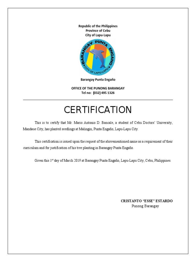 Tree Planting Certification Pdf