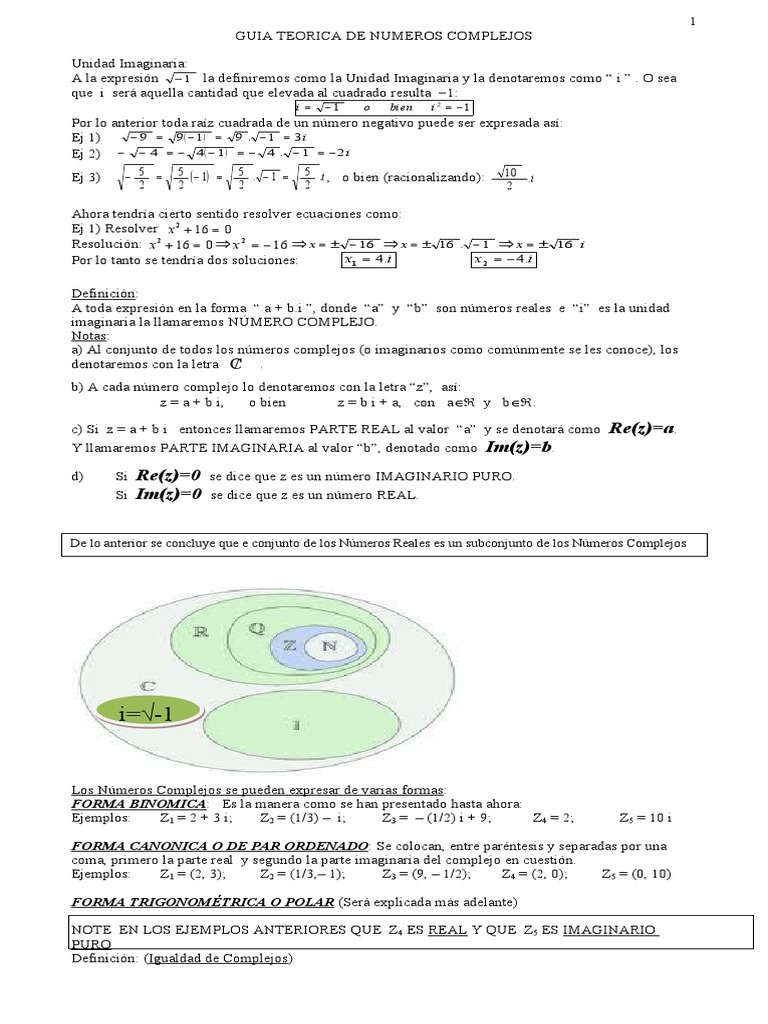 Guia Teorica de N Meros Complejos | PDF | Número complejo | Fracción (Matemáticas)