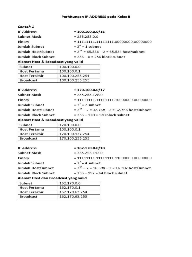 IP Kelas B | PDF | Ip Address | Internet Architecture