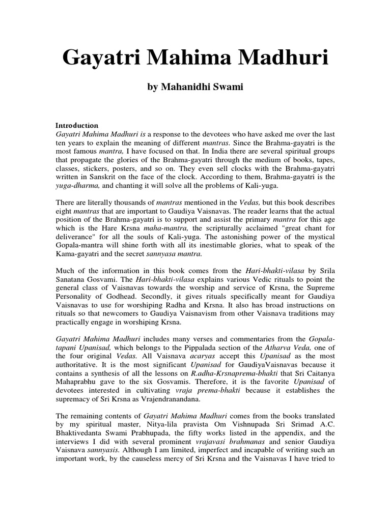 Gayatri Mahima Madhuri | PDF | Mantra | Vaishnavism