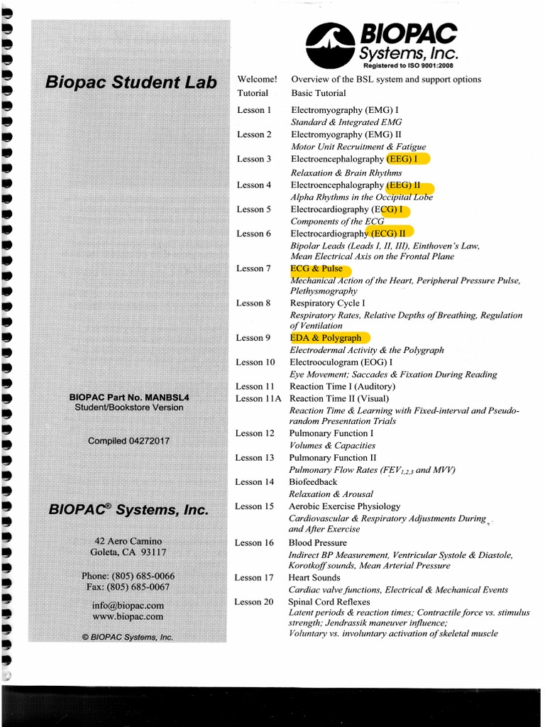 2018-2019 - Manual Biopac PDF | PDF | Motor Neuron | Skeletal Muscle