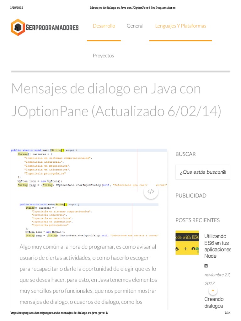 JOptionPane PDF | PDF | Java (lenguaje de programación) | Frijoles Netos