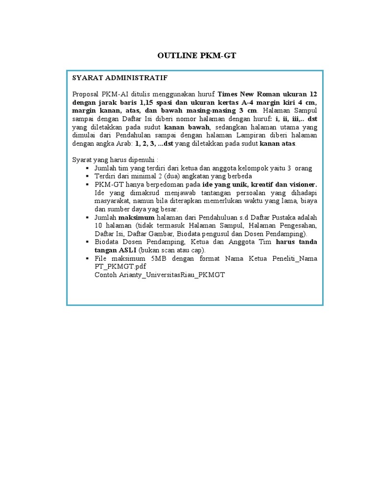 (Revisi) Outline PKM GT | PDF