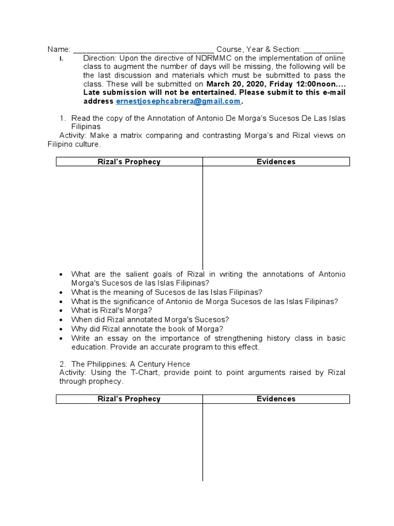 Completion For Rizal Subject 3 | PDF | Philippines