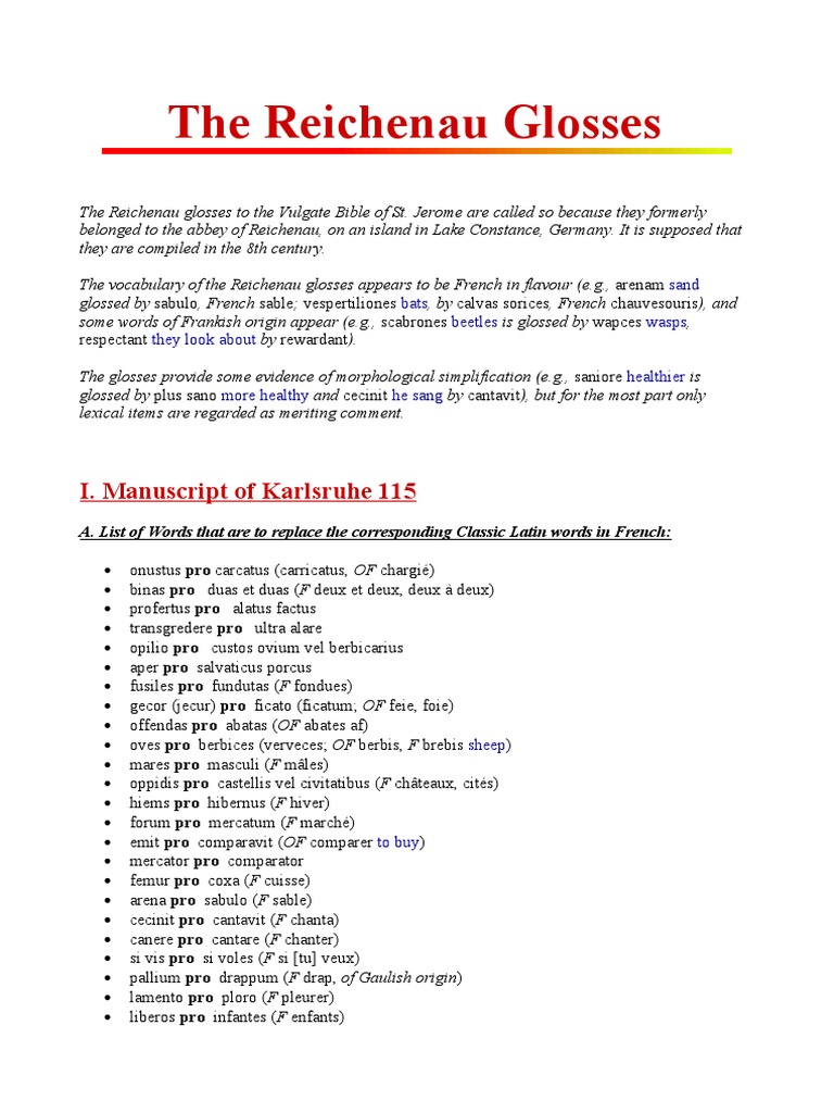 The Reichenau Glosses | PDF | Text | Symbols