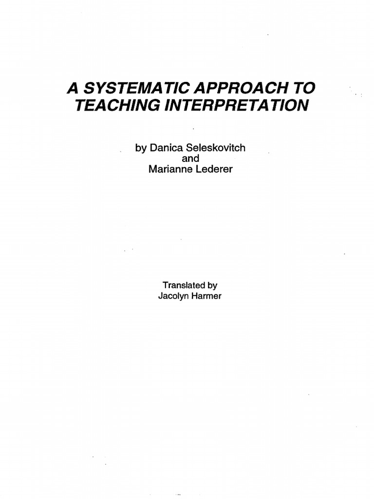 Seleskovitch Systematic Approaches To Teaching Interpretation PDF | PDF ...