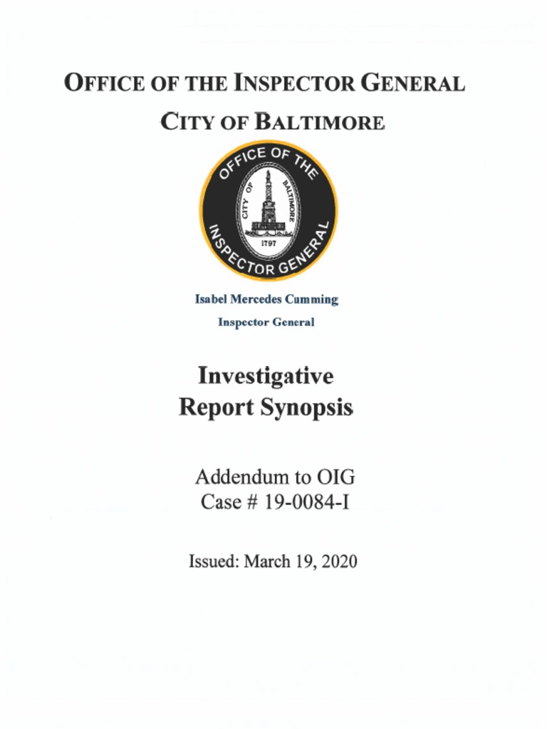 Pratt OIG Report | PDF | Baltimore | Government