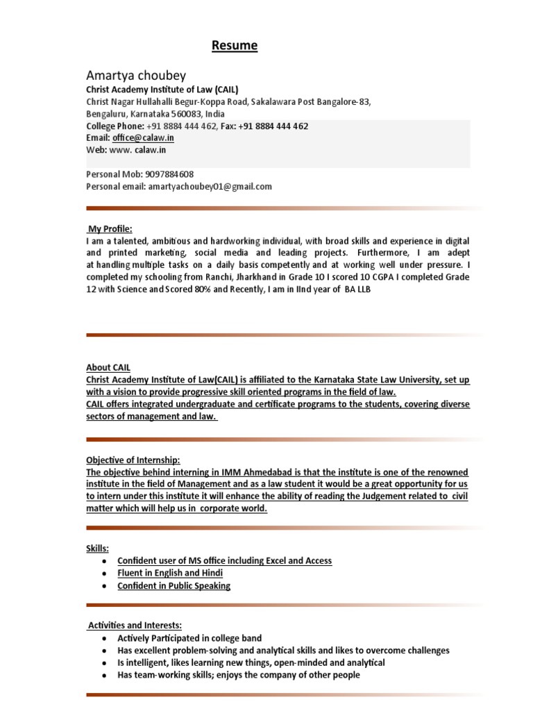 Format of CV | PDF